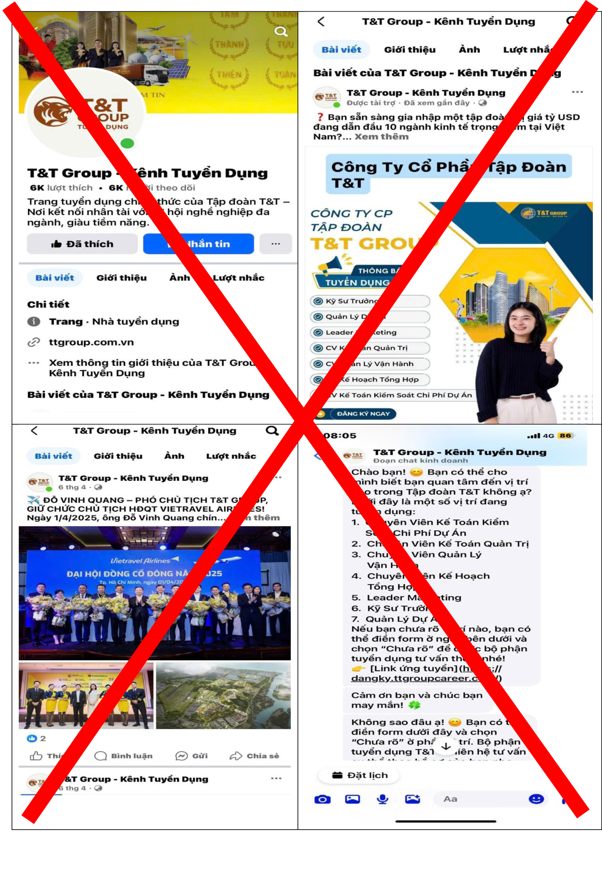 Cảnh giác trước chiêu trò mạo danh T&T Group trên mạng xã hội để lừa đảo, chiếm đoạt tài sản